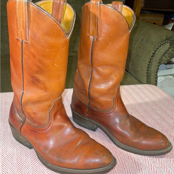 Frye | Shoes | Vintage Mens Frye Western Cowboy Boots Brown Leather ...